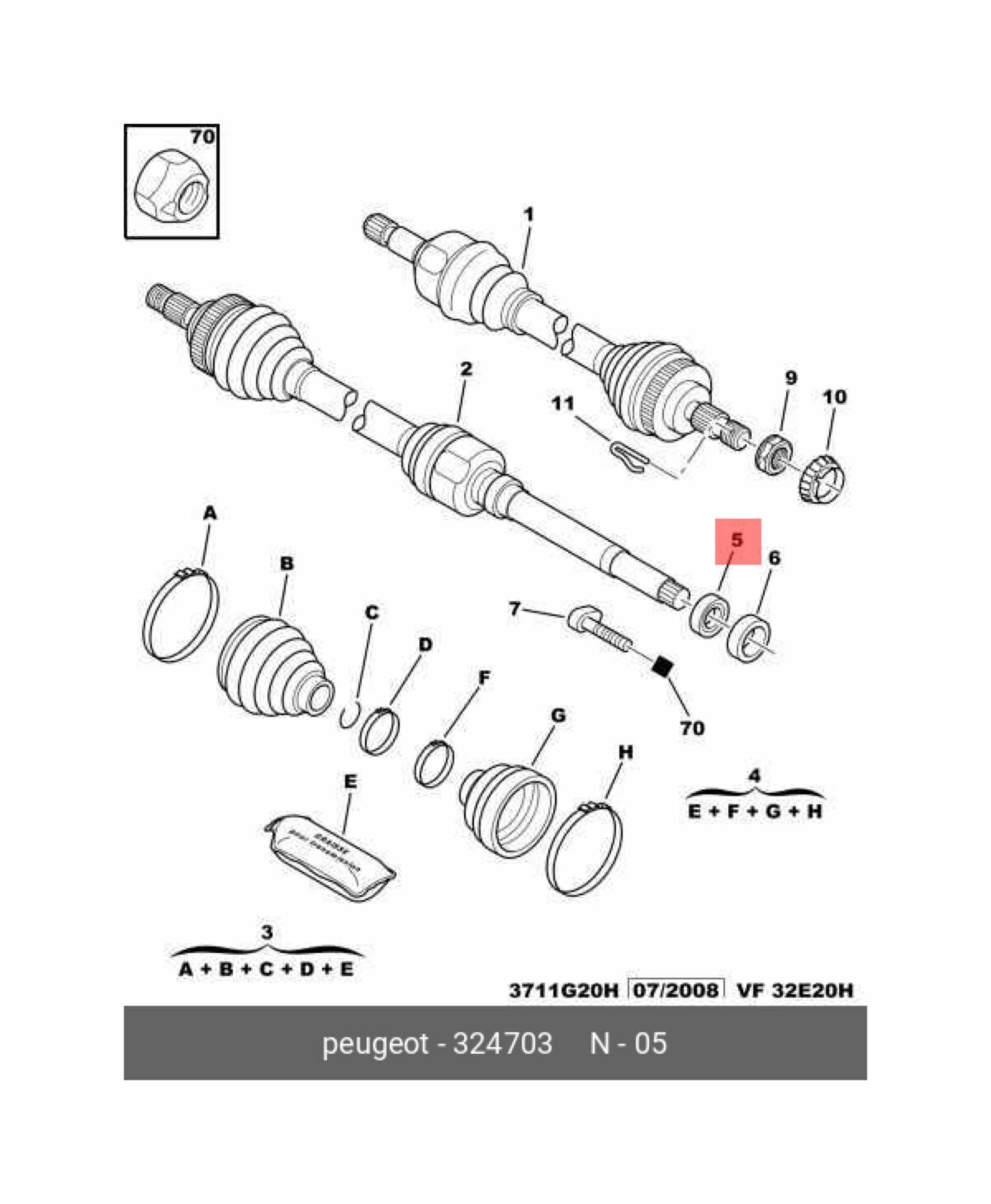 Подшипник Подвесной Привода Прав. citroen/Peugeot(Citroen/Peugeot 324703)