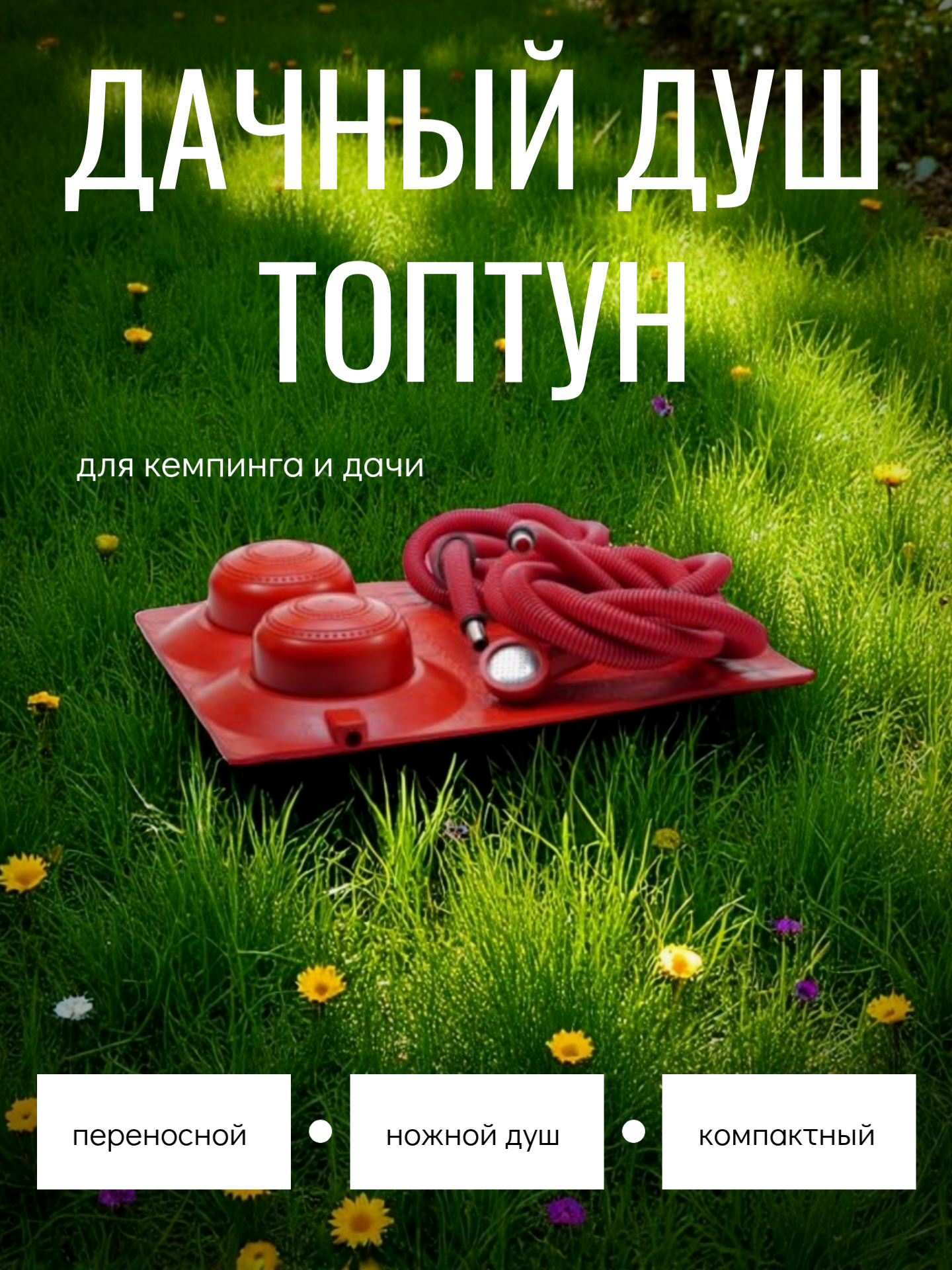 Душ переносной дачный Топтун, резиновый, ножной, платформа 44х30 см