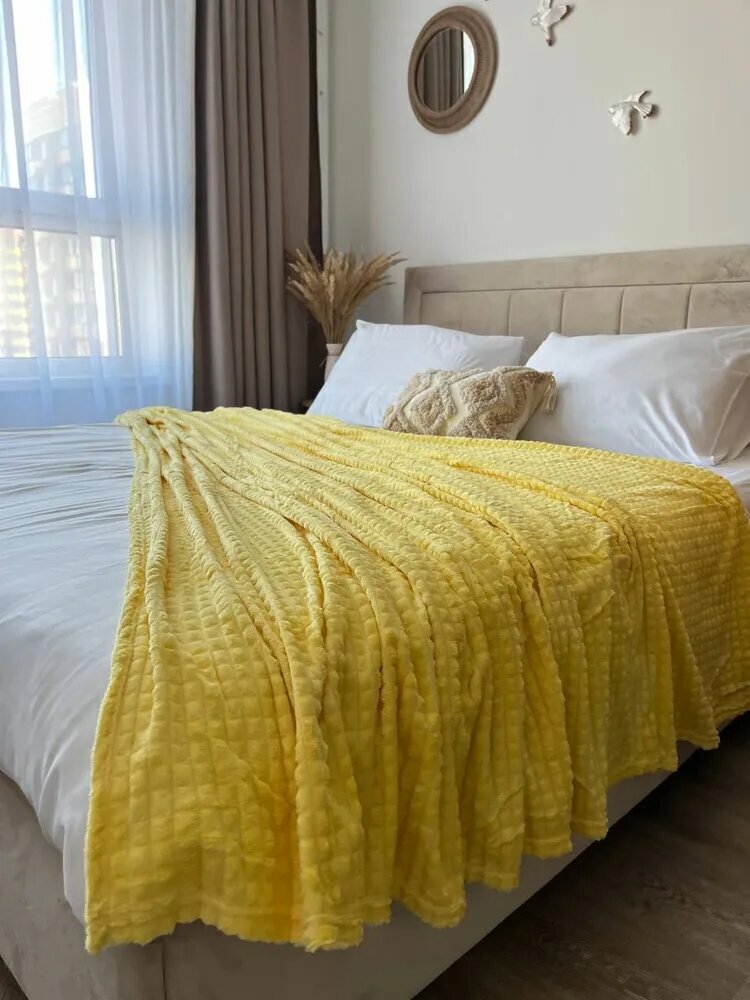 Покрывало, Велсофт с размерами: 220 см х 200 смУкутайтесь в уютный плед евро с его мягким и приятн