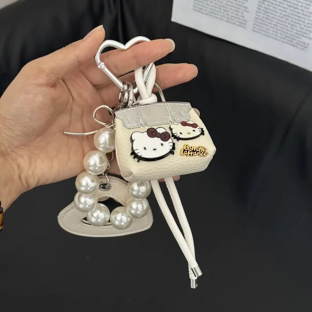 Серебряный брелок Sanrios Hello Kitty Y2K, кулон на сумочку, летний плетеный верёвочный рюкзак, брелок, ювелирные изделия, аксессуары, подарок для девочки