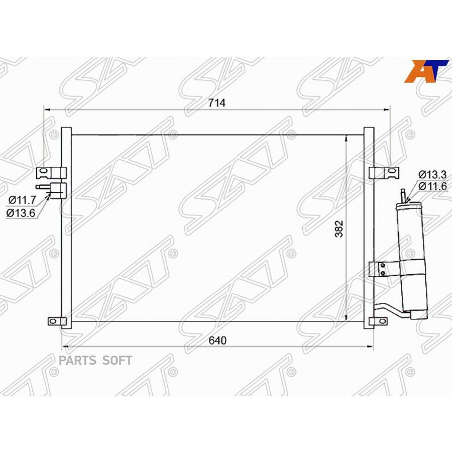 Радиатор кондиционера Chevrolet Lacetti 04-13 / Daewoo Lacetti 04-09 от официального дистрибьютора, SAT, артикул STCVW13940