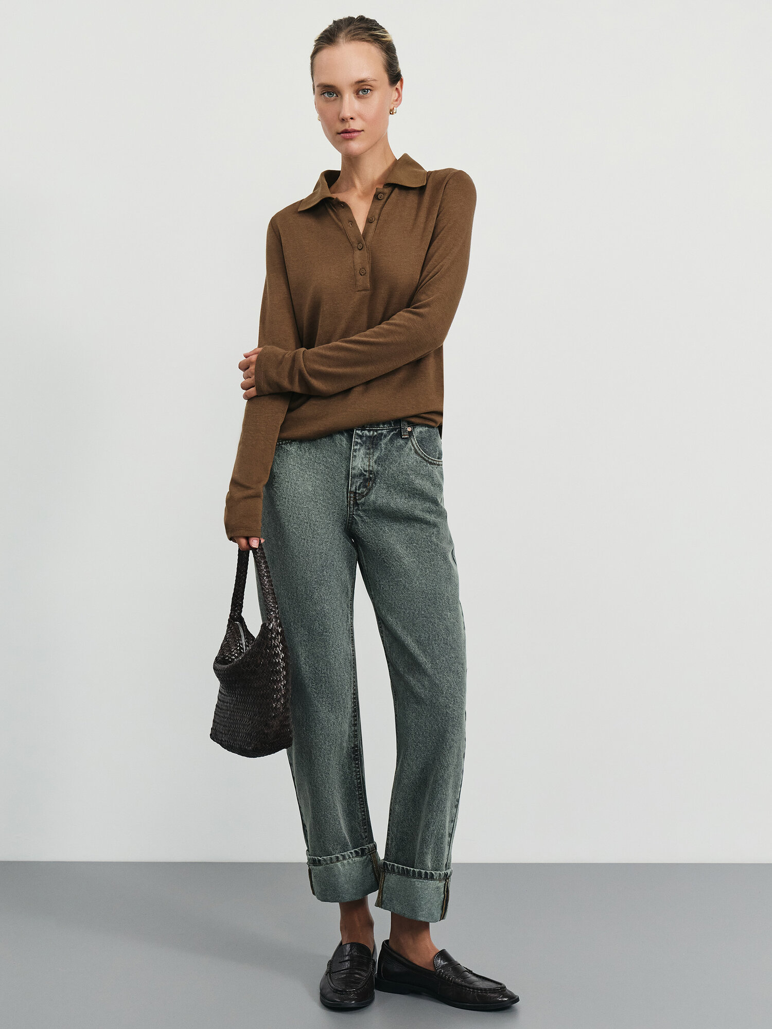 Джинсы straight cropped 