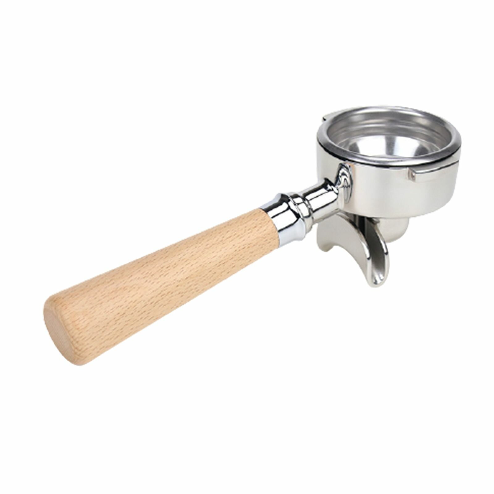 Двухсторонняя ручка для кофемашины из нержавеющей стали с деревянной ручкой 58 мм - двойной бук, 1 шт.
