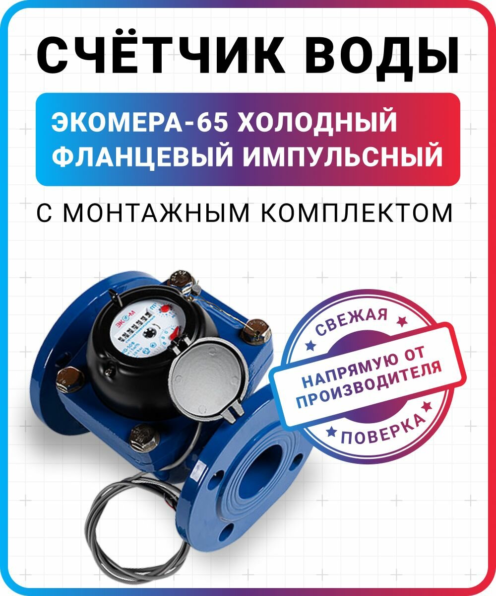 Счетчик воды фланцевый холодный импульсный ЭКОМЕРА-65(L-200)