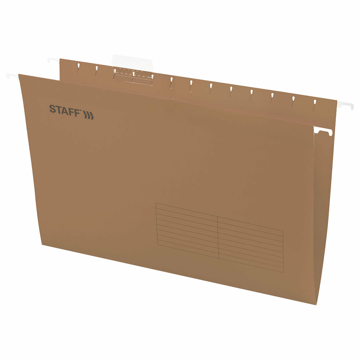 Подвесные папки A4/Foolscap (404х240 мм) до 80 л, Комплект 10 шт, крафт-картон, STAFF, 270937