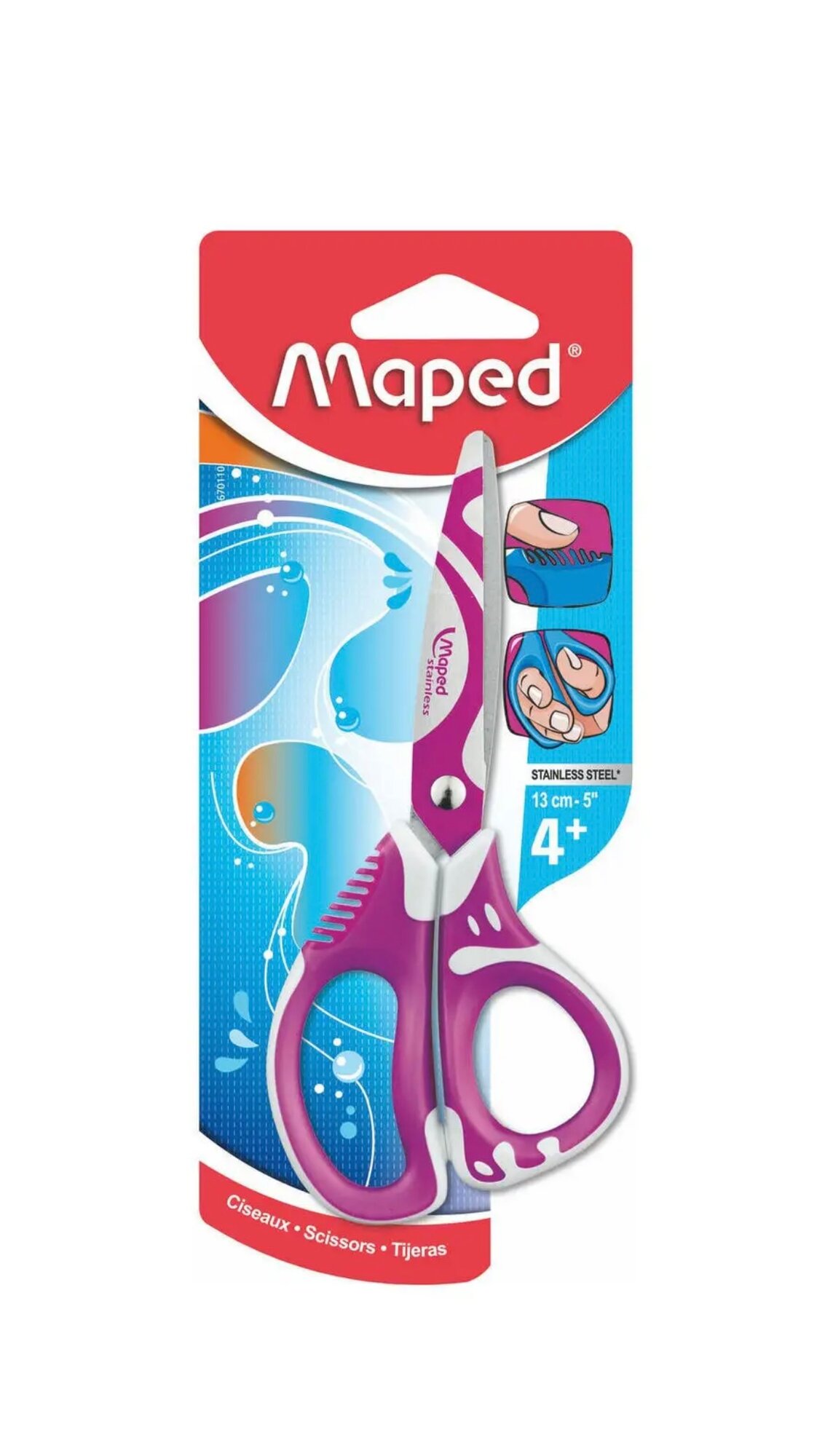 Ножницы канцелярские детские с закругленными концами для резки бумаги, картона и рукоделия, 1 шт, розовые