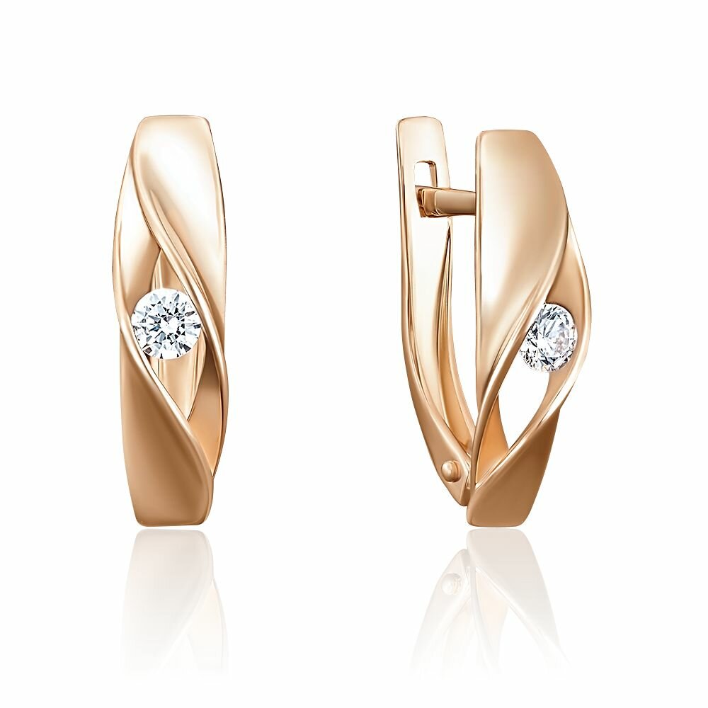 Серьги, красное золото, 585 проба, бриллиант