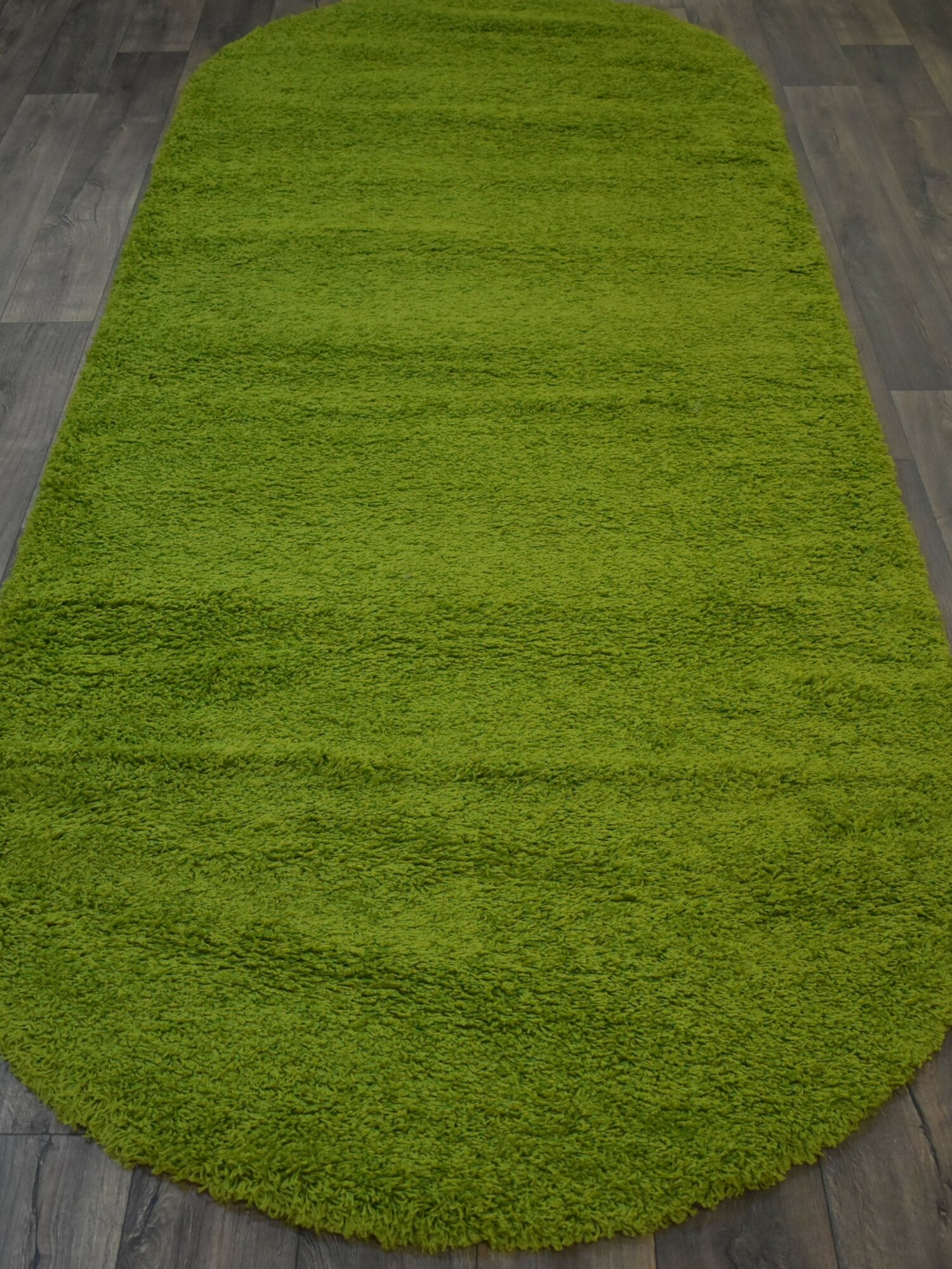 Ковер пушистый на пол овальный, в гостиную, спальню, детскую, 600, Шегги ультра Меринос, зеленый, 1.5*4 м
