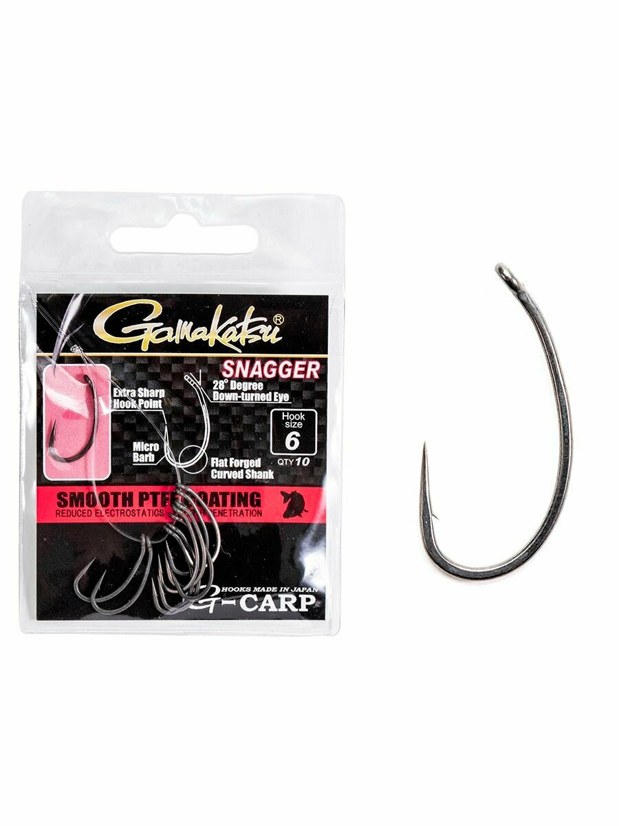 Крючки Gamakatsu G-Carp SNAGGER HOOKS размер 06 (упк.10шт.)