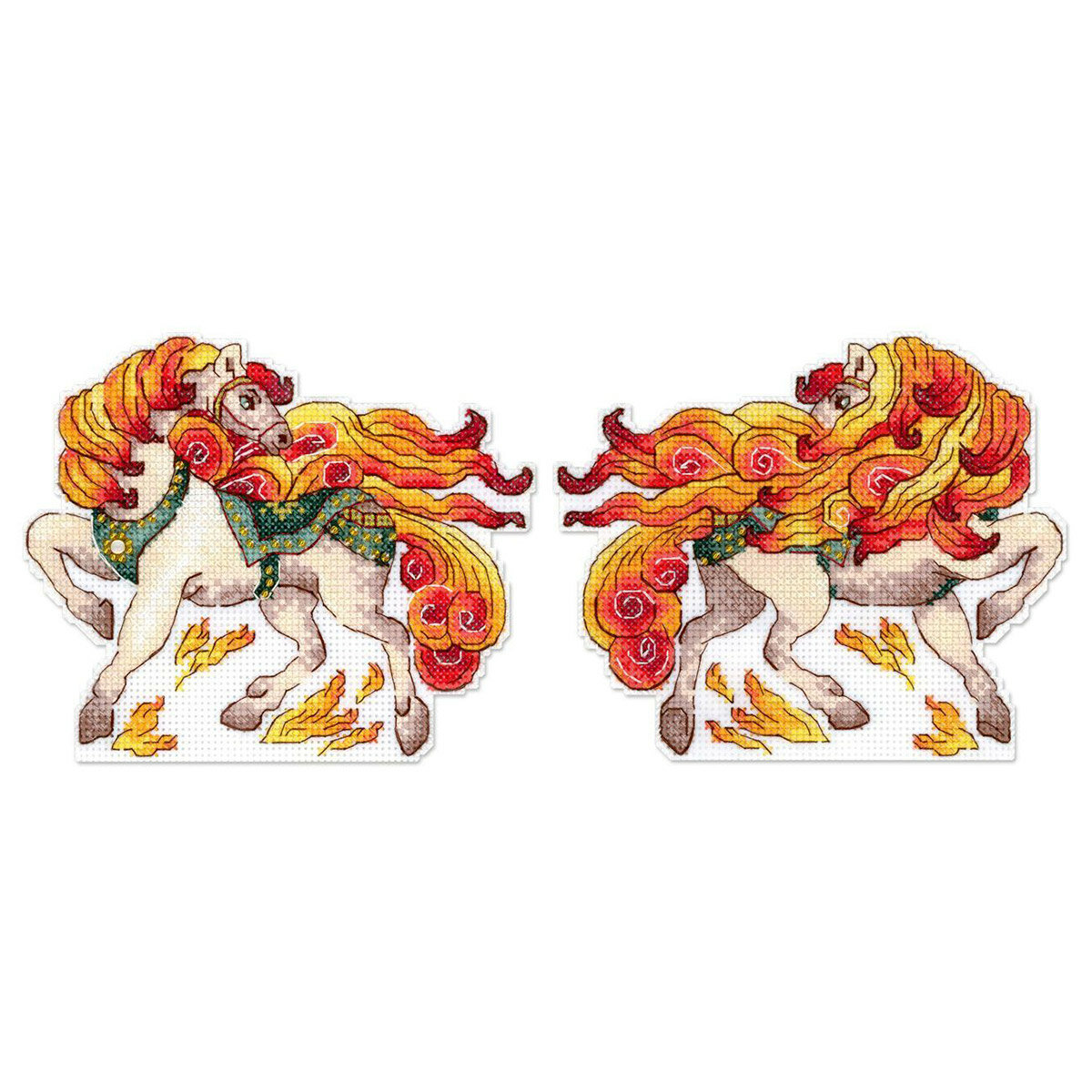 Набор для вышивания на пластиковой канве 'Пламенный конь', 12*15 см, МП Студия