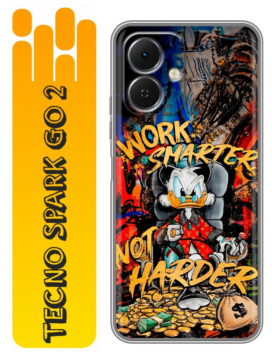 Чехол для Tecno Spark Go 2 с принтом Дональд Дак Деньги (Текно Спарк Го 2)