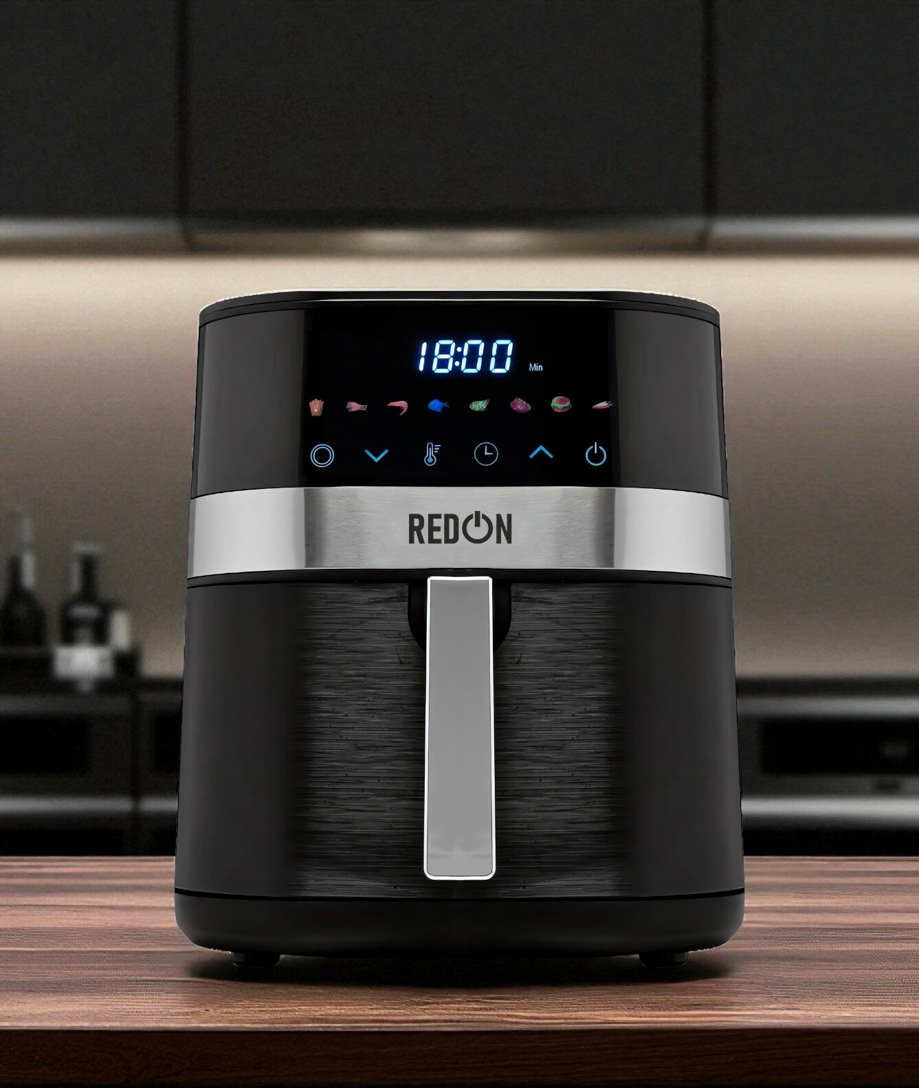 Аэрогриль 5 л, электронное управление, ТЭН, таймер, съёмная чаша, серебристо-черный