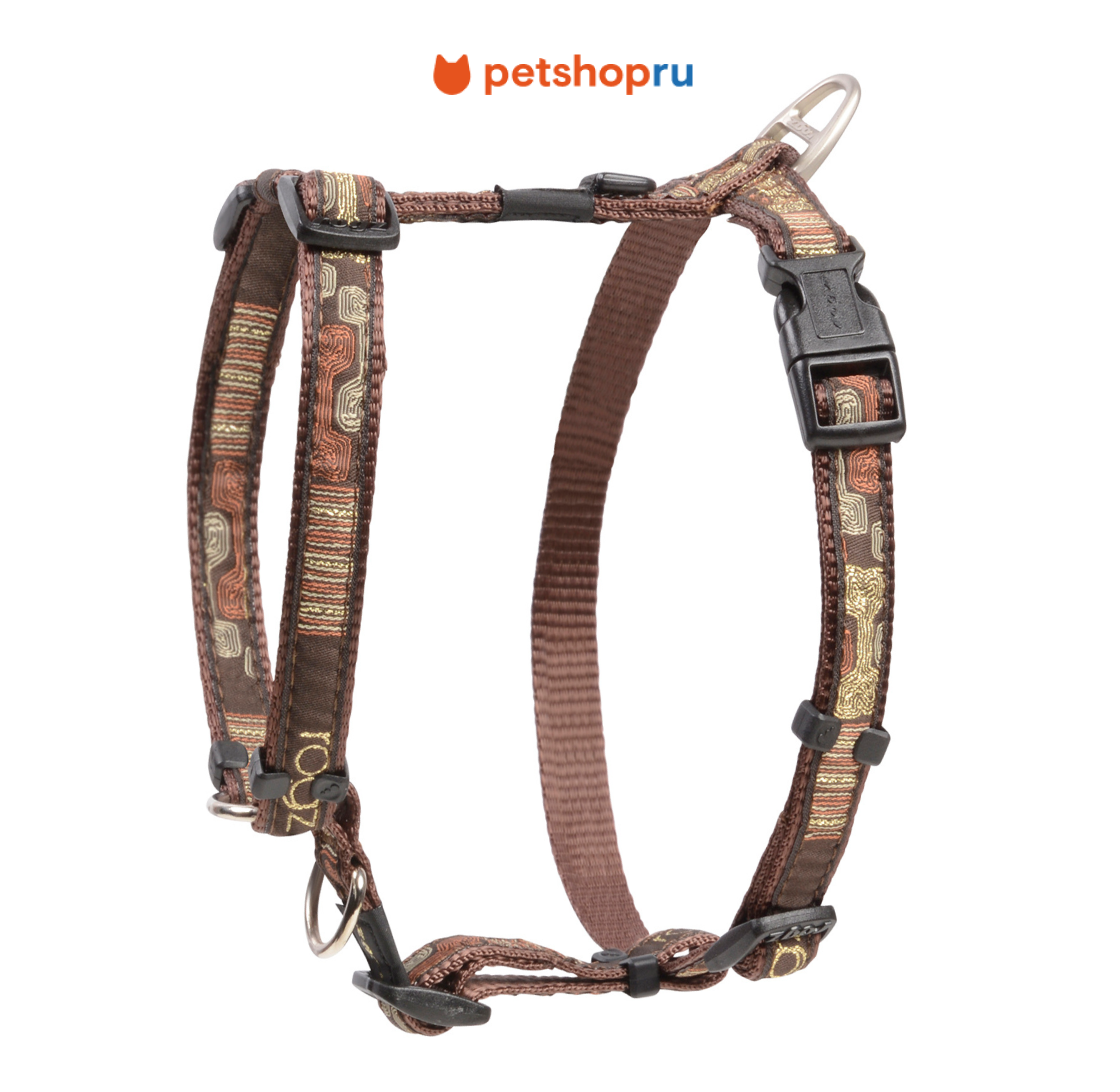 Rogz шлейка "Fancy dress", р-р XL (60-100см), ш: 2,5 см, "Кофейные косточки"