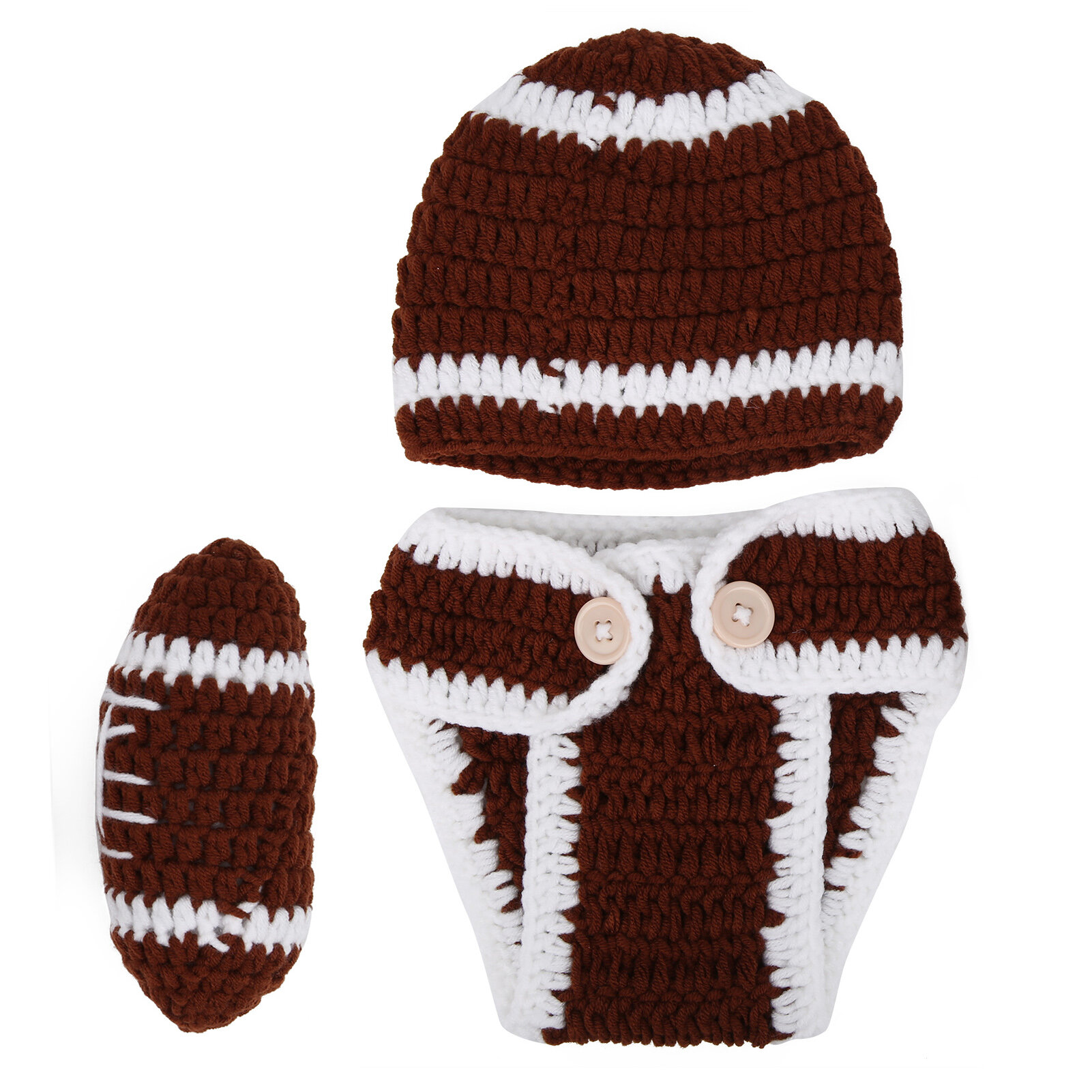 Детский комплект для новорожденного: шапка, брюки и костюм бейсболиста для фото 0-3 месяца коричневый