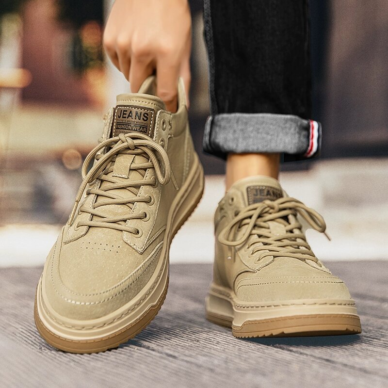 MOOCIE Высокие мужские зимние ботинки с бархатом и теплыми хлопковыми вставками, универсальные кеды средней высоты, повседневные мужские кожаные туфли черного цвета из натуральной кожи, модные спортивные туфли с бархатом.