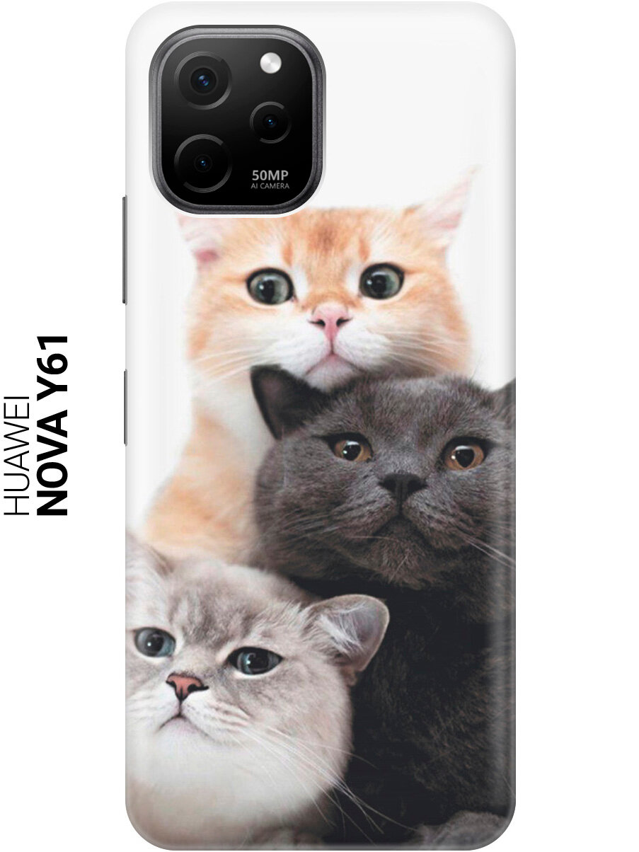 Силиконовый чехол на Huawei nova Y61 с принтом "Котики"