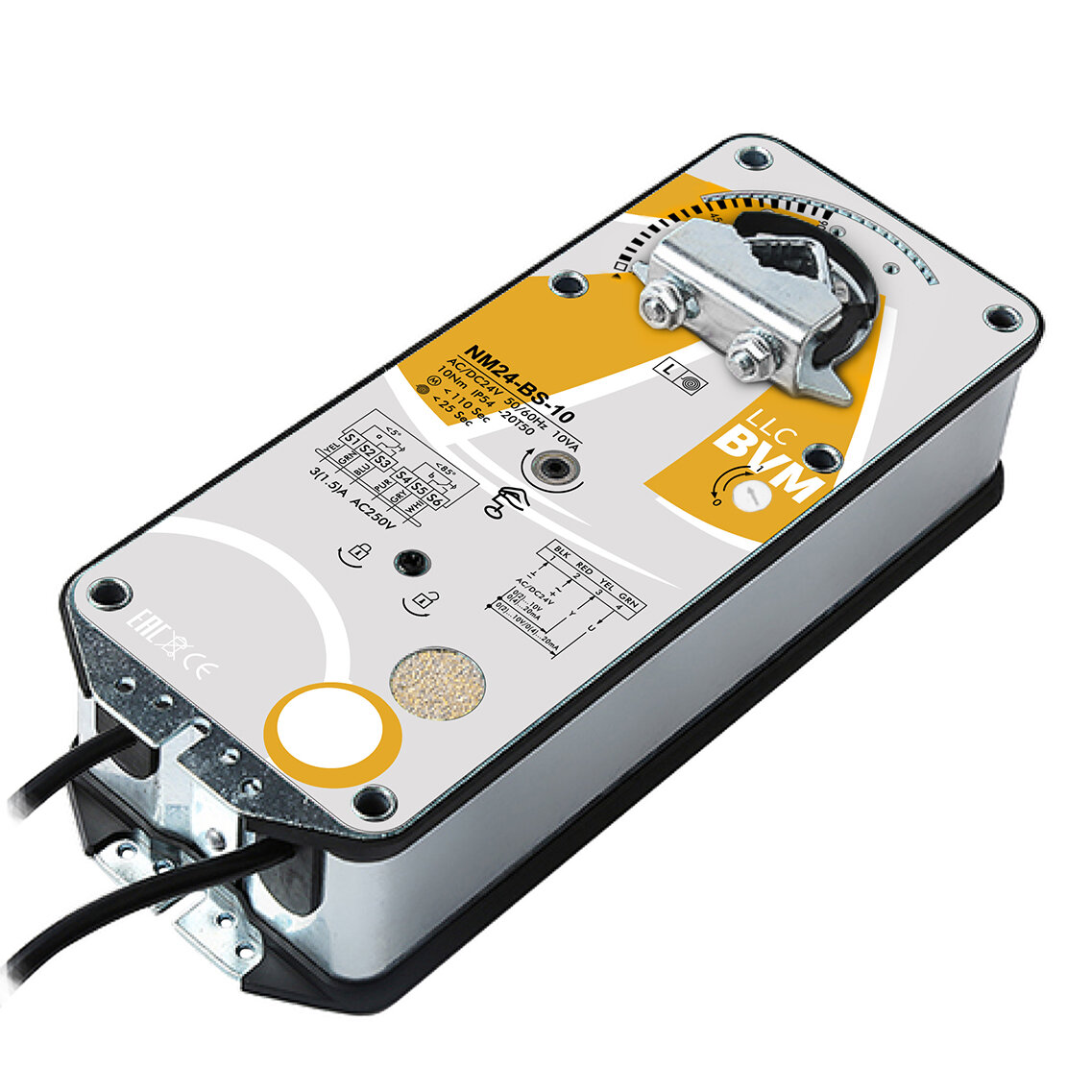 Электропривод для воздушных клапанов и заслонок BVM NM24-BS-10, серый