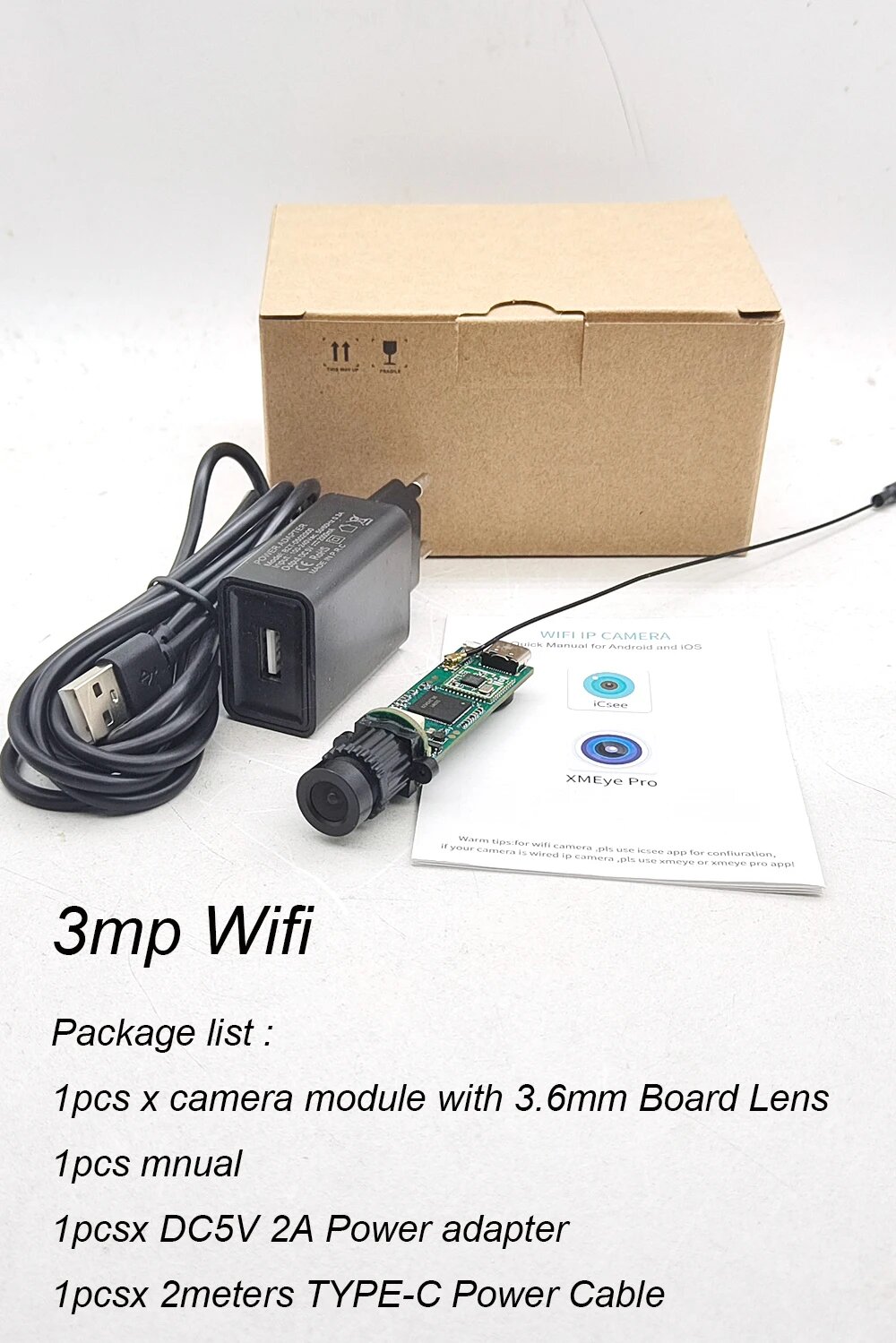 Icsee Xmeye мини WiFi камера 3MP 3.6mm MTV lens, Европейская вилка (EU Plug)