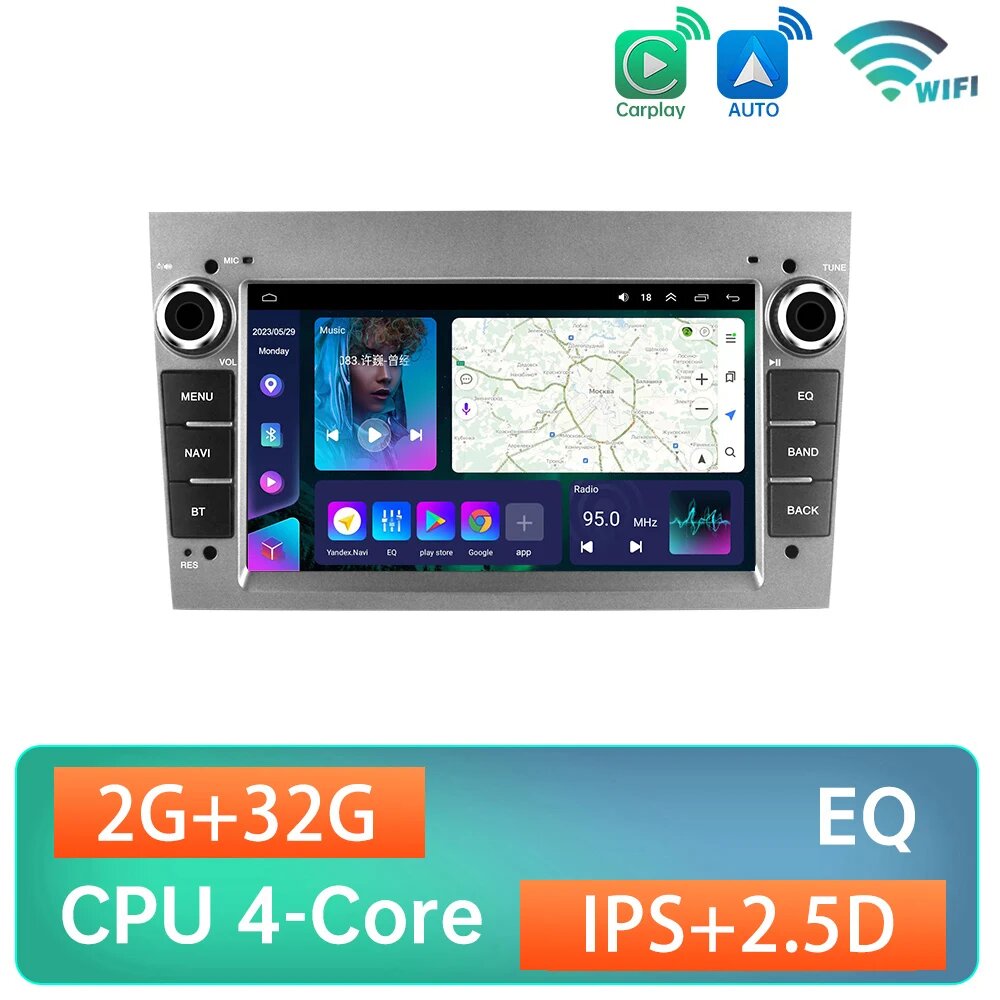 Автомагнитола 2DIN на Android 12 для Opel, Astra, Meriva, Vectra, Antara, Zafira, Corsa, DSR, A-2G-32G-Carplay