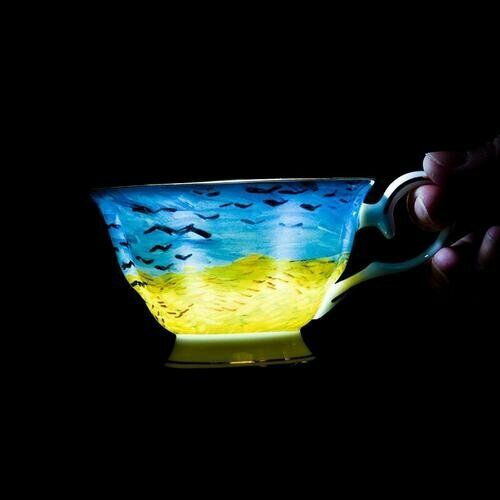 Fine Bone China Coffee Set Saucer Van Gogh Painting Tea Set Ceramic & Business Coffee Cup And Saucer|Coffee Cup & Saucer Sets