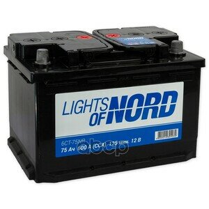Батарея аккумуляторная LIGHTS OF NORD 75а/ч 600а 12v обратная полярн. стандартные клеммы LIGHTS OF N