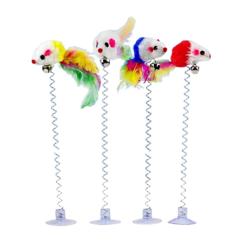 Кошачья Палочка Из Перьев, Кошачья Дразнящая Палочка, Мышиная Пружинная Игрушка Для Кошек, Интерактивная Игрушка Для Кошек, Когтеточка Для Кошек, Присоска, Игрушка Из Перьев