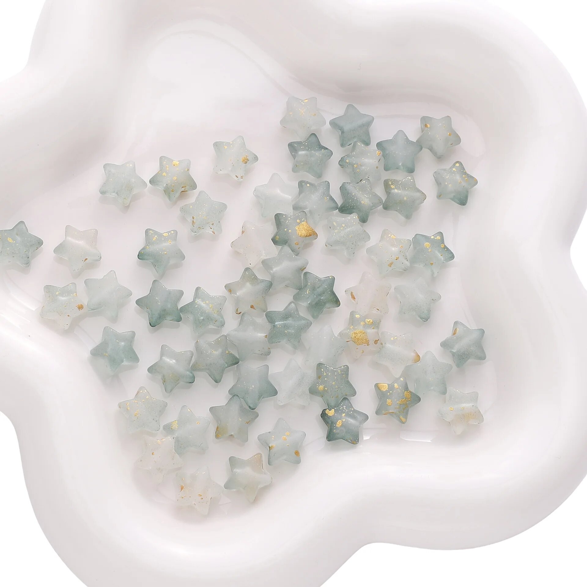 Акриловые звездочки бусины 10х9 мм Голубой, E-50PCS