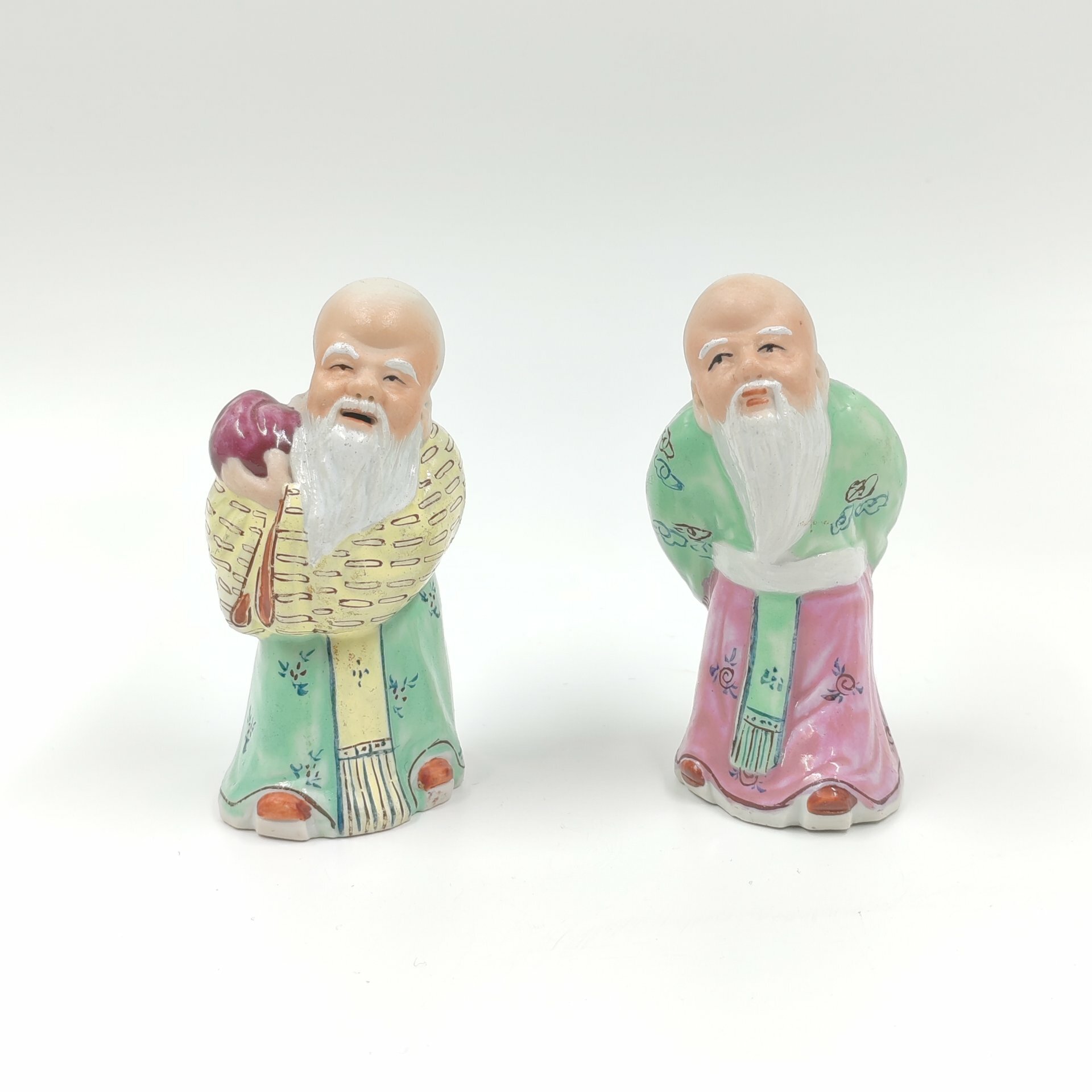 Набор из 2-х статуэток "Шоу-син" (бог долголетия), фарфор, роспись, Китай, 1950-1970 гг.