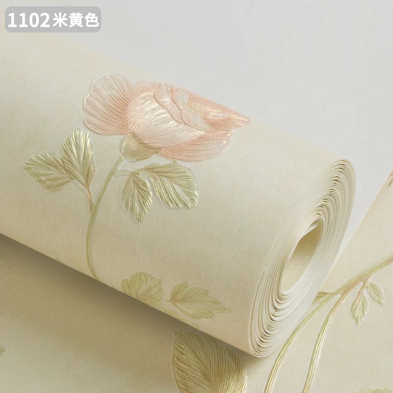 Нетканые обои WMYDYG пасторальный бежевый цветочный стиль 1102