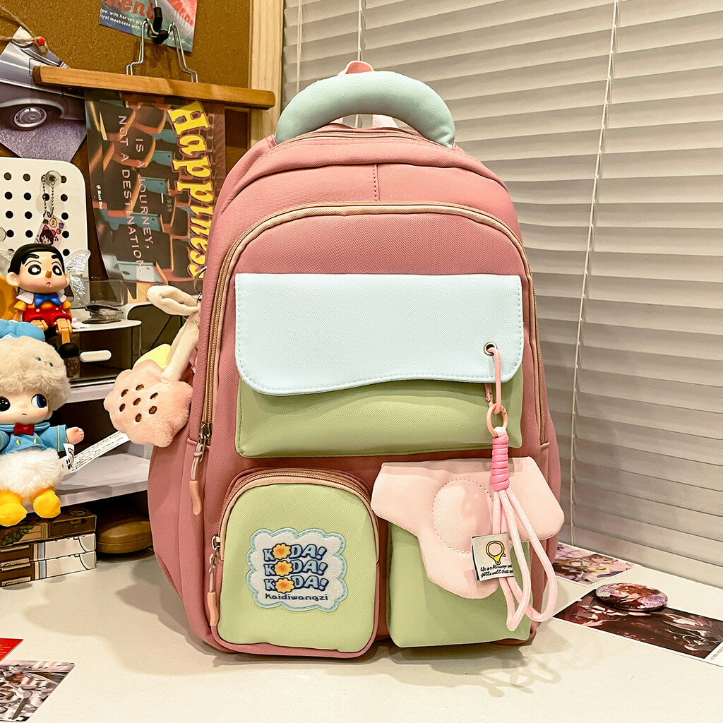 Fresh style рюкзак для девочек с системой противоудар и принтом мультяшных букв для школы и повседневных занятий watermelon red