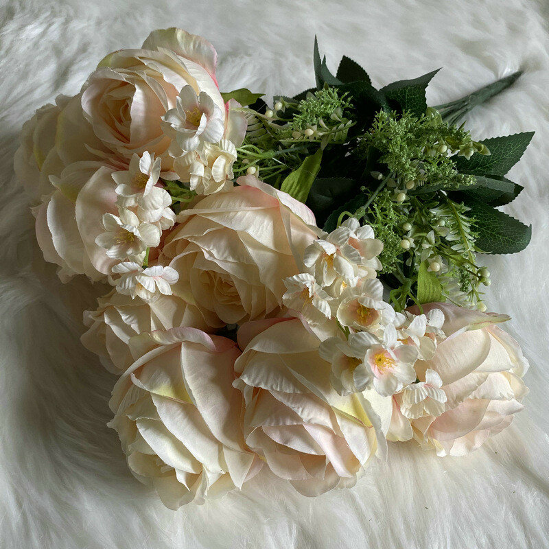 Свадебный декор романтический зал с розами и зелеными растениями сша, шампаньский цвет