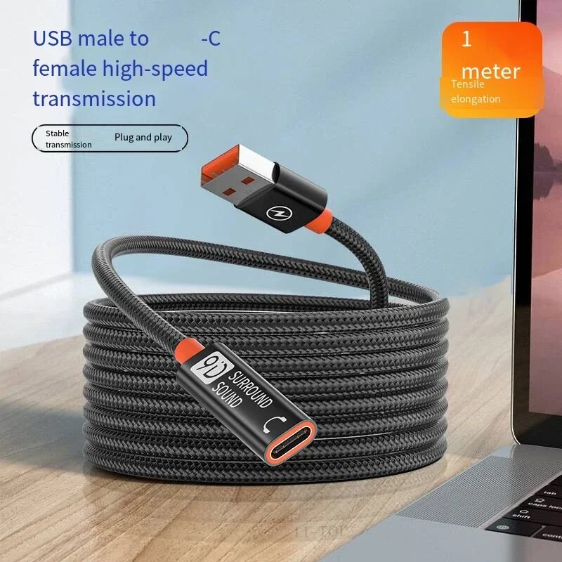 Высокоскоростной удлинительный кабель USB 3.0 к типа C, штекер-мама, OTG-адаптер, высокий для мобильного телефона, компьютерный удлинитель