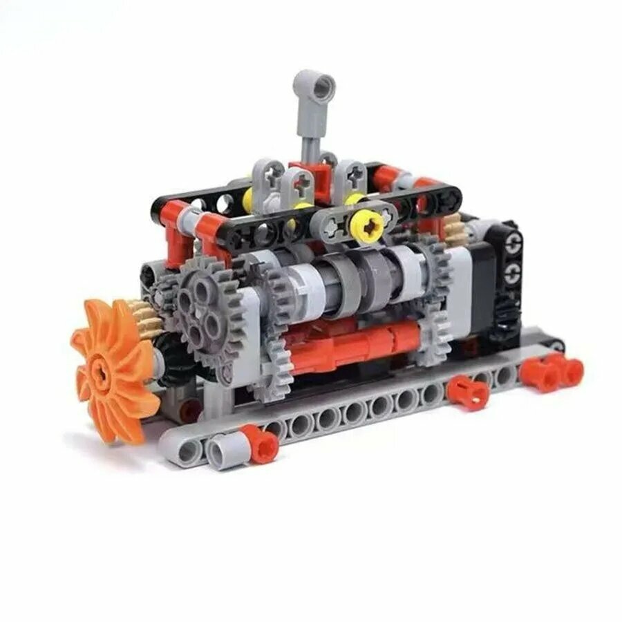 Маленькие гранулированные блоки 6 - ступенчатая коробка передач двигатель V16 комбинированная модель игрушка