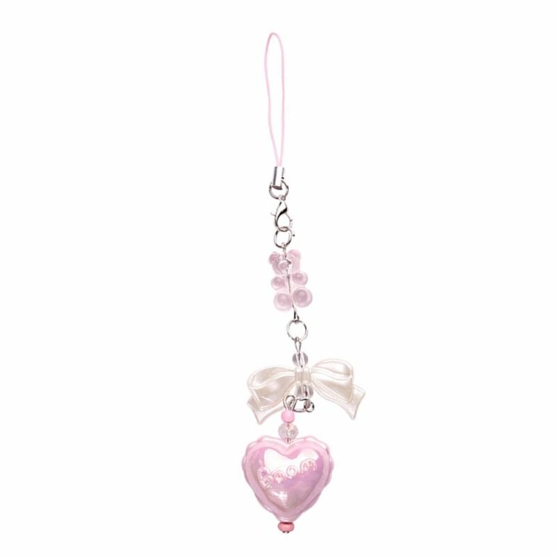 Цепочка для мобильного телефона love heart с ключом из бисера-розовый