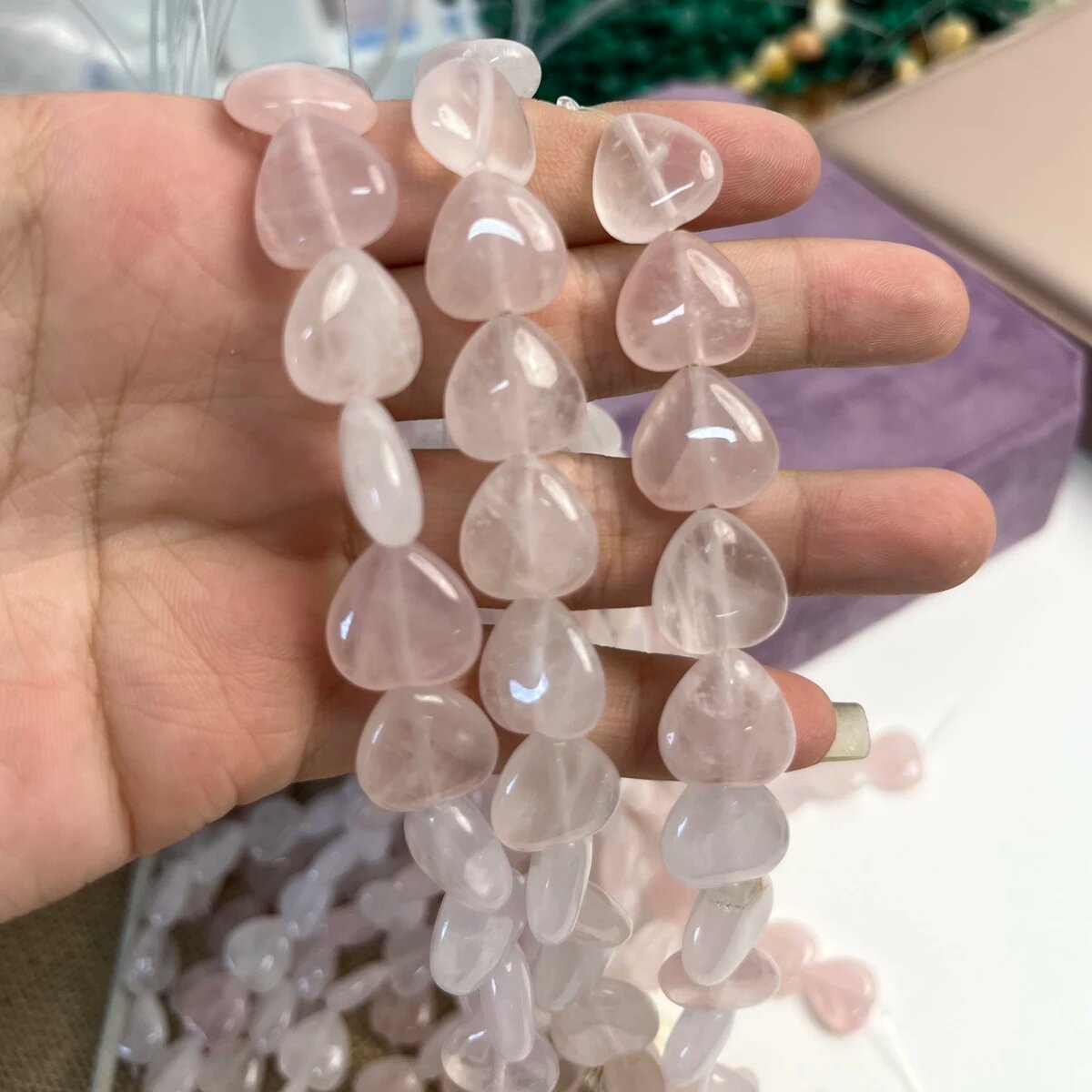 14 мм в форме сердца розовый кварц натуральный камень полуфабрикат бусины для изготовления ювелирных изделий DIY ожерелье аксессуары для браслетов