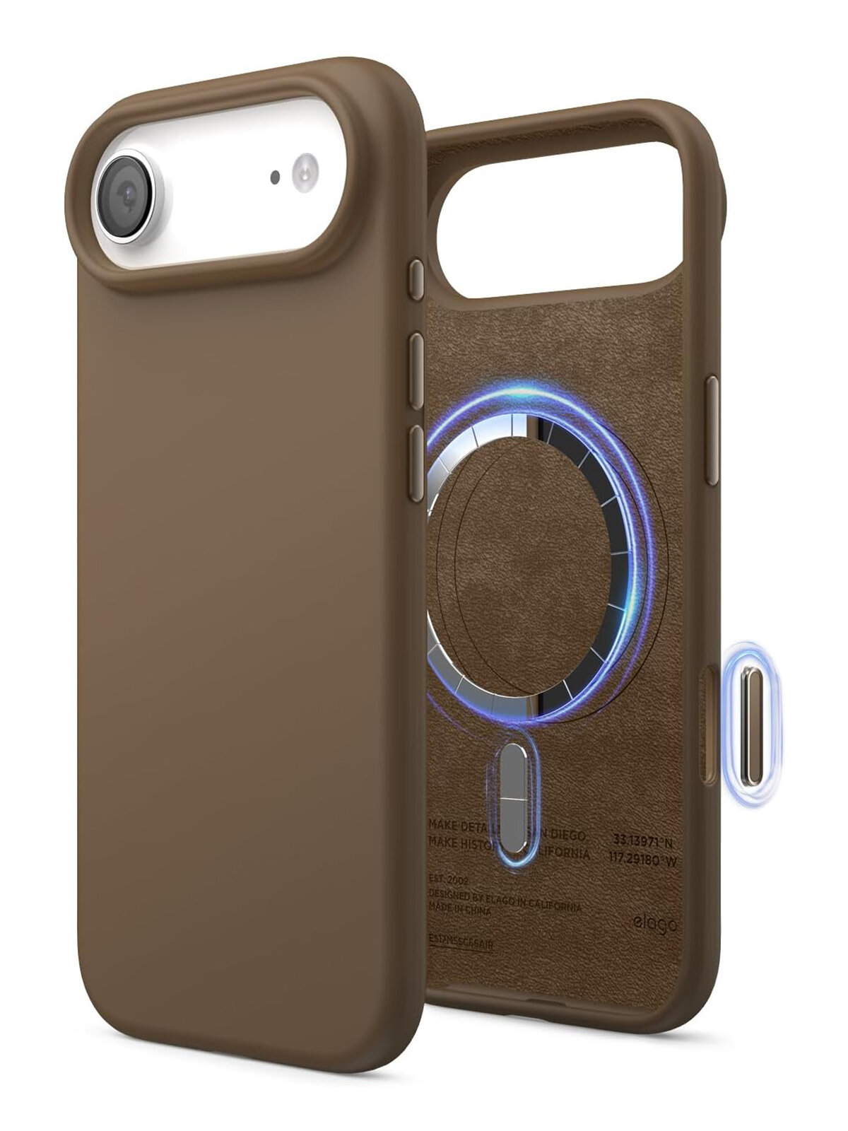 Чехол Elago для iPhone Air, с магнитами MagSafe, силиконовый с покрытием Soft touch, коричневый