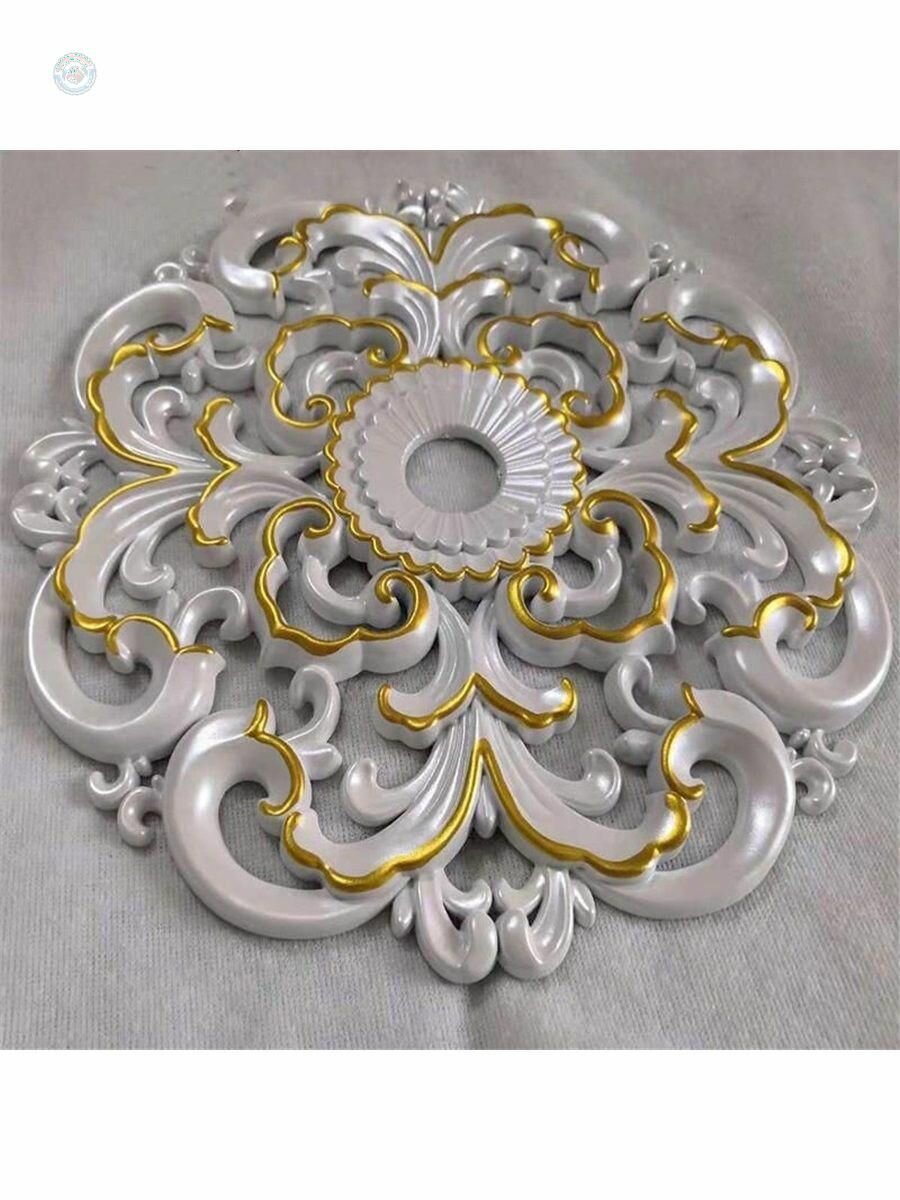 Элемент лепного декора для потолка, розетка под люстру, классическая лепнина для интерьера, декоративная потолочная вставка