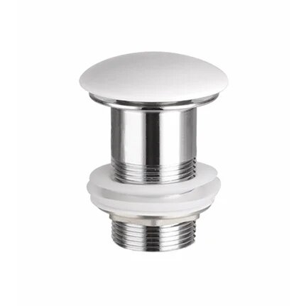 Донный клапан для раковины Ceramicanova CN2000MW без перелива, белый, хром, матовый, с системой клик-клак, латунный