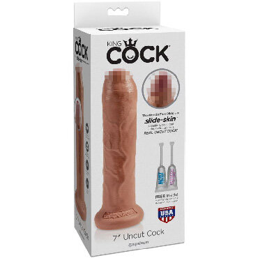 Pipedream King Cock Uncut Cock 18 см, загорелый Фаллоимитатор на присоске необрезанный