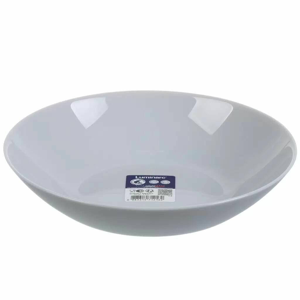 Тарелка суповая Luminarc из стеклокерамики, 20 см, круглая, Diwali Granit, жемчужно-серая