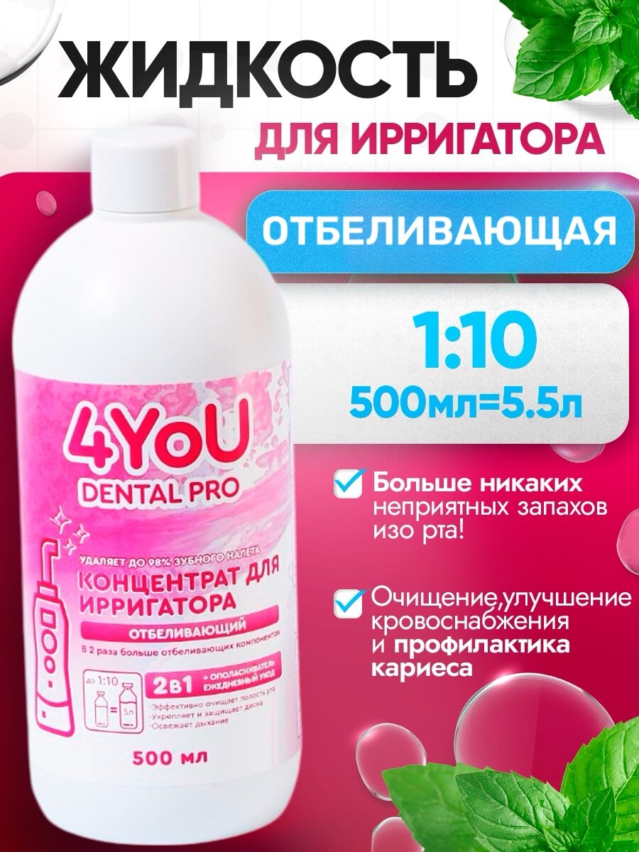 Жидкость для ирригатора Ополаскиватель для рта отбеливающий со вкусом малины