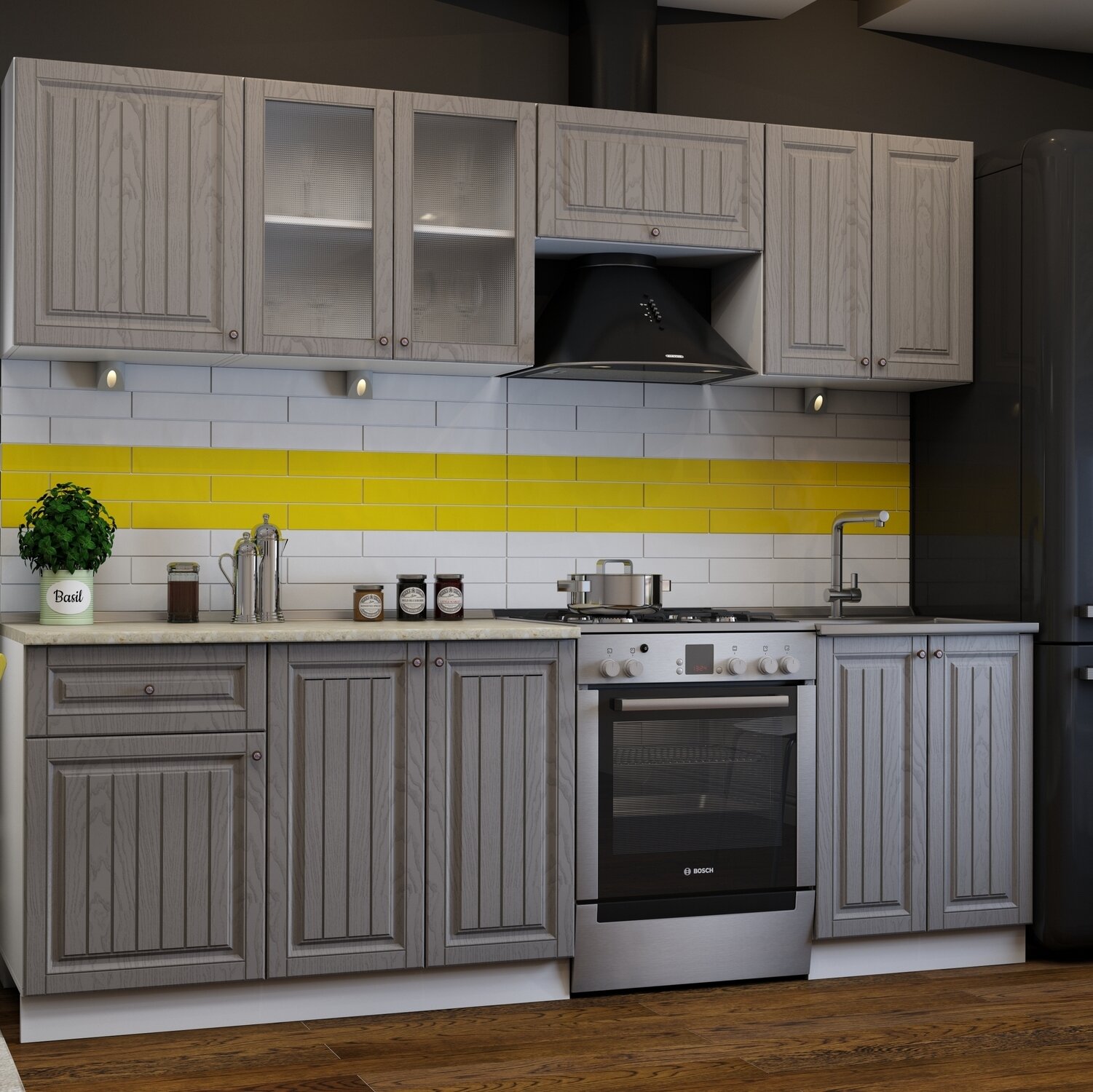 Кухонный гарнитур, кухня, мебель для кухни Хозяюшка 2.4 метра Трюфель.