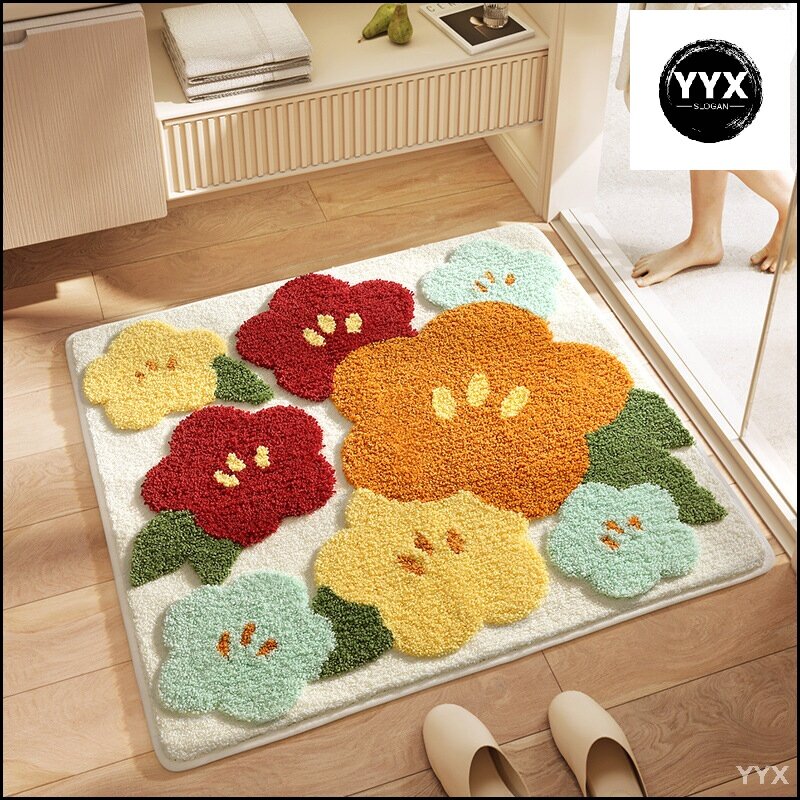 House of Wishes Ковер Цветочный флокированный 3d-ковер Квадратный ковер 60*60cm