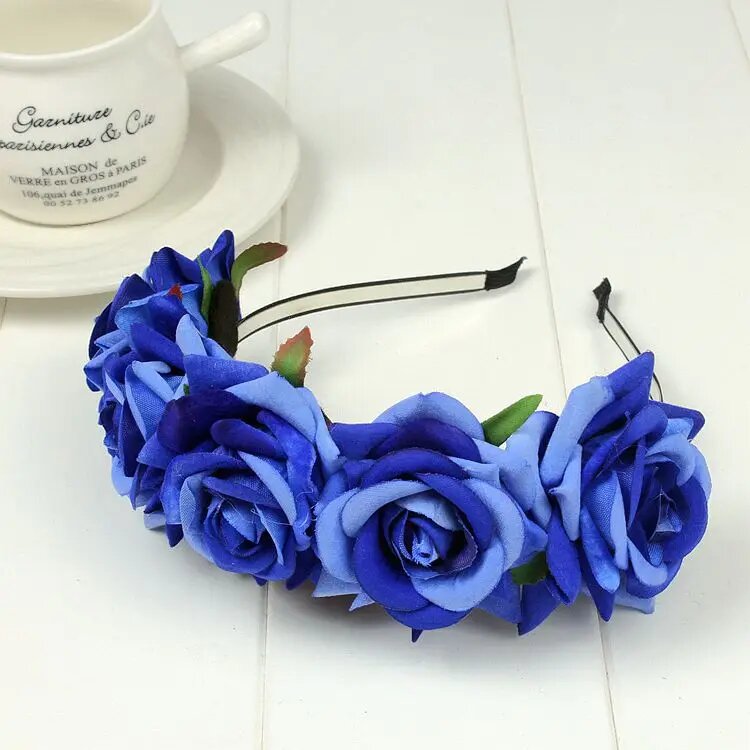 Женская повязка на голову с цветами, красный 8