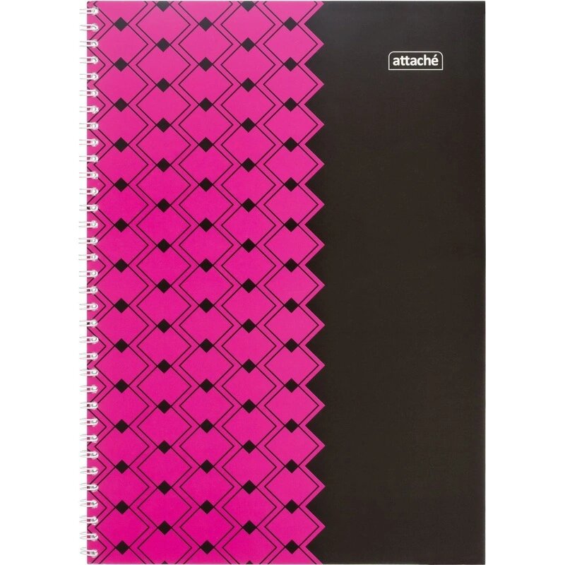 Бизнес-тетрадь А4 60л Attache Персия Фукс/Черн клет, 65г, греб, ВД-лак