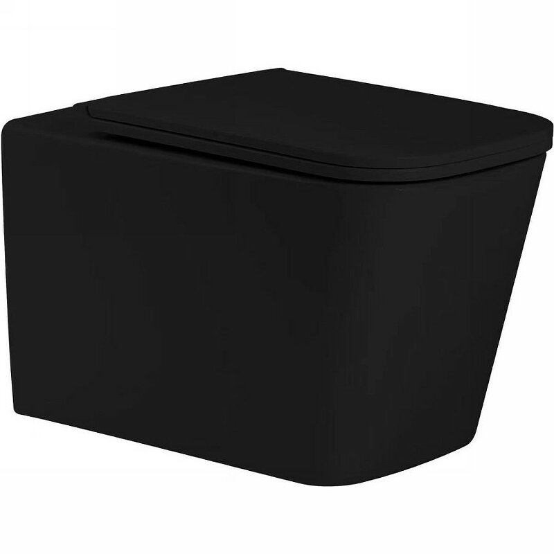 Унитаз SantiLine SL-5027MB безободковый, слив торнадо, с крышкой микролифт, черный матовый