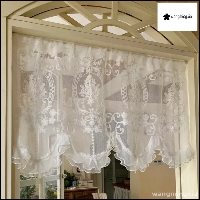 Эксклюзивная занавесь с рюшами и вышивкой полиэстеровая прозрачная белая 1шт 170х65 см карман под крючок