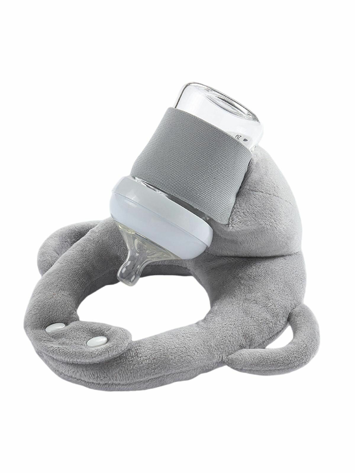 Подушка для беременных и кормящих, Держатель для крепления детской бутылочки на подушку для грудного вскармливания-серый