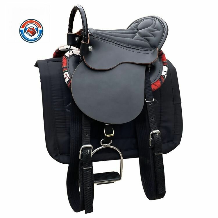 Детское седло для пони до 120 см, полный комплект для начала занятий верховой езды, кожаное, с уздечкой и стремями