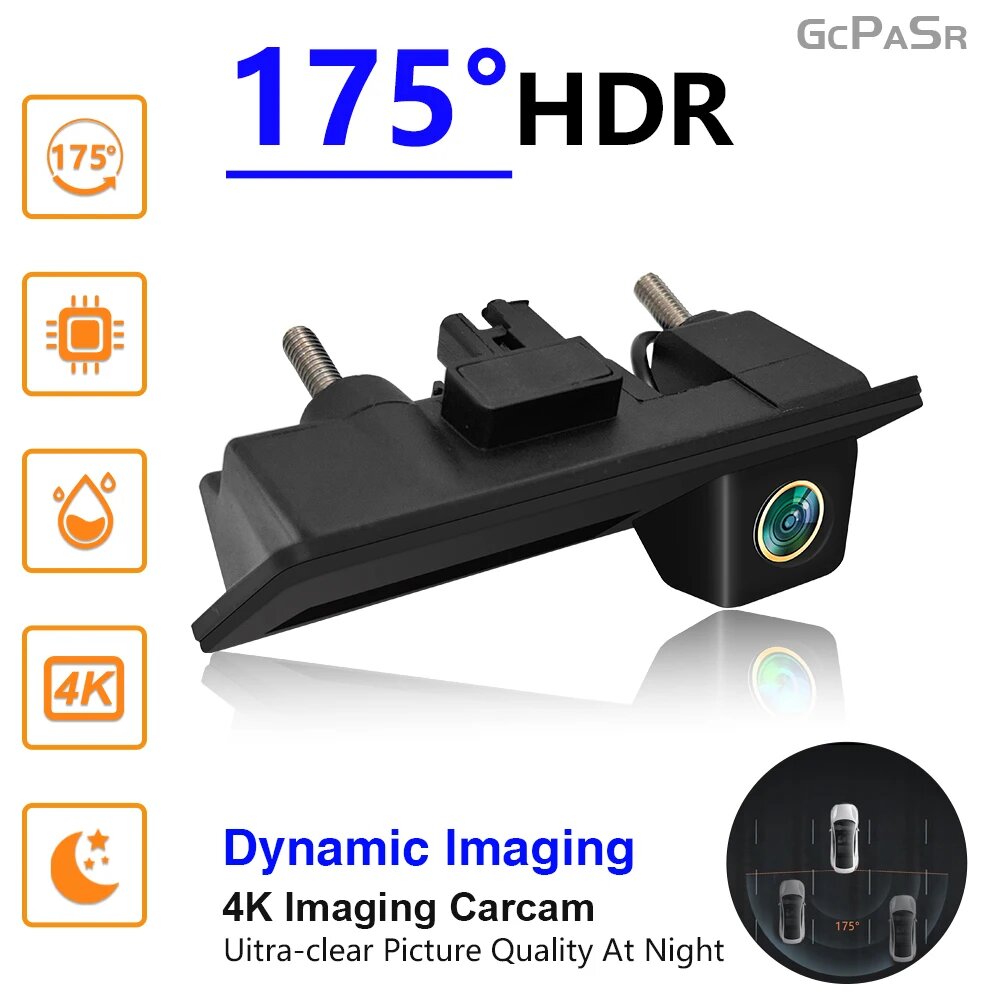 AHD 1080P 175 ° Камера заднего вида для Audi A5 Q5 A3 8V Q7 A6 A4 A4L S4 RS4 B9 Резервная камера заднего вида AHD 2K Fisheye Lens Camera